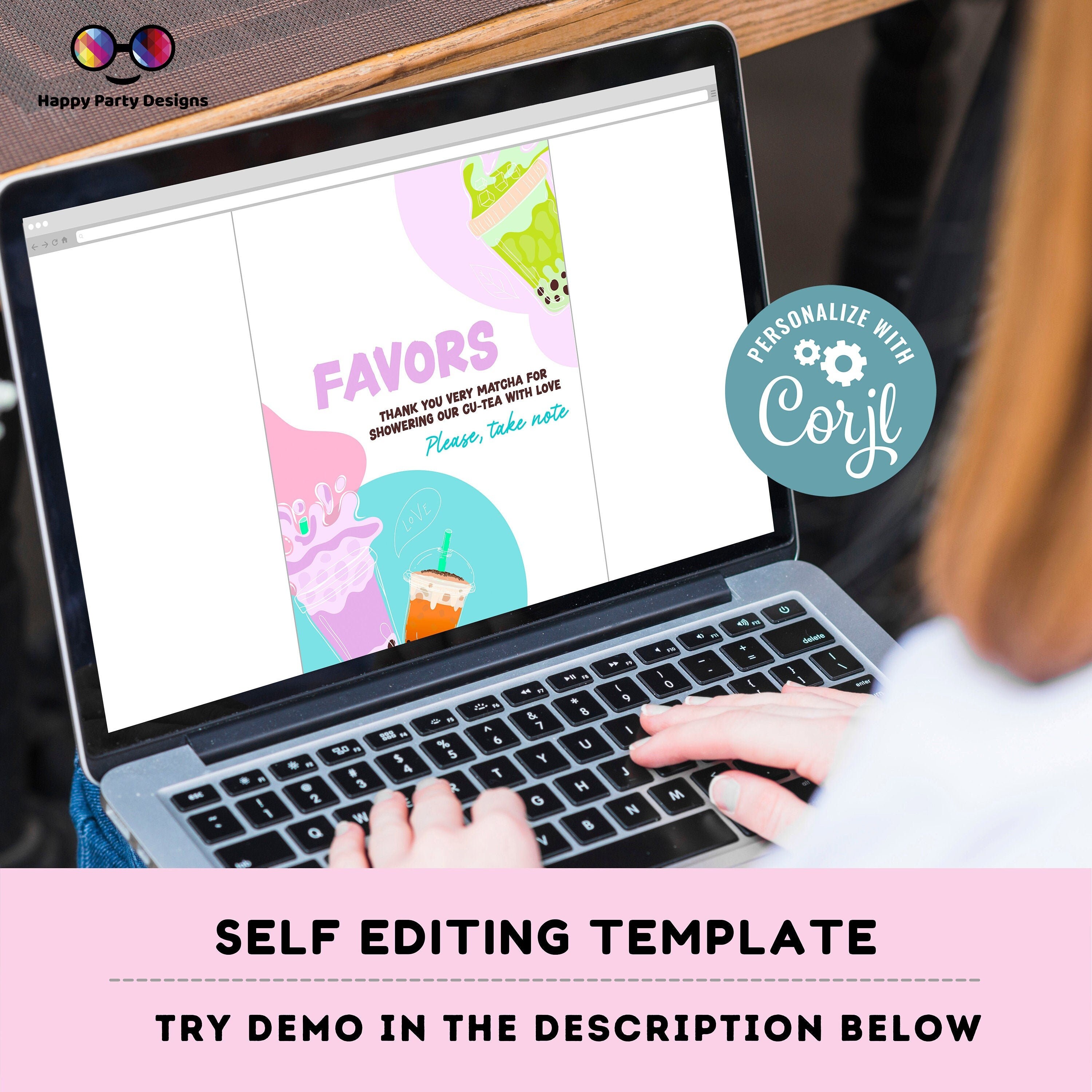 Editable Tea Party Birthday Sign Tea Invite Boba Tea Party - Etsy