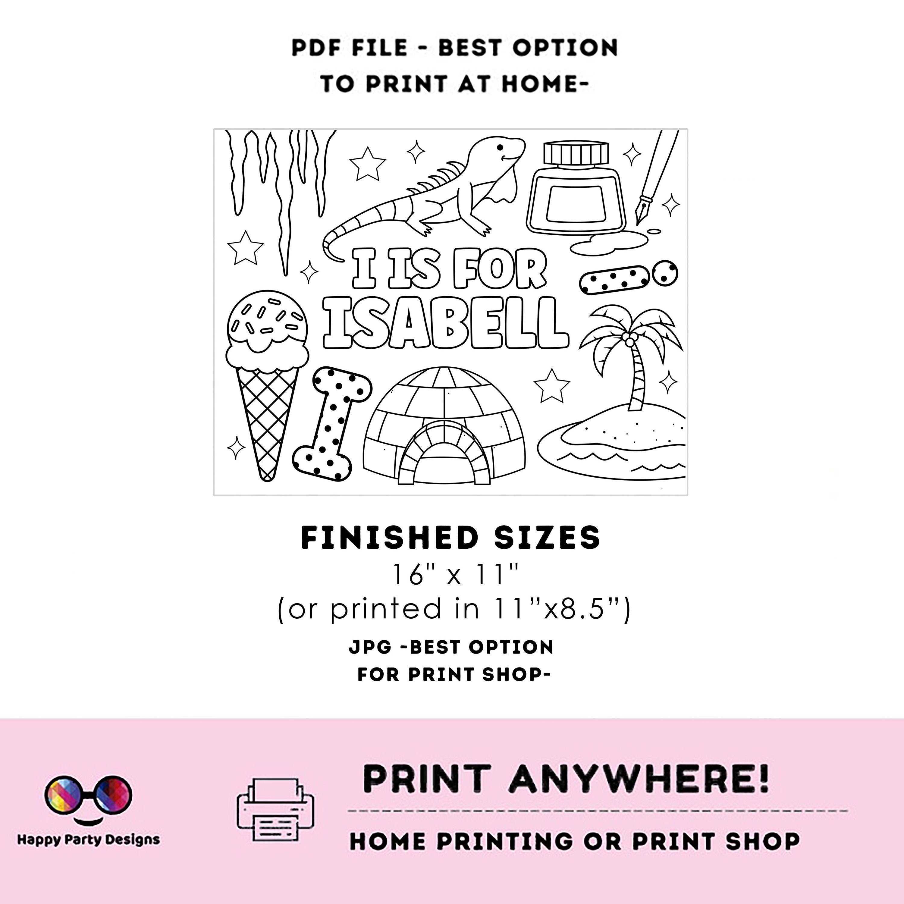 Editable Name Coloring Page | I is for | Personalized Name Alphabet ...