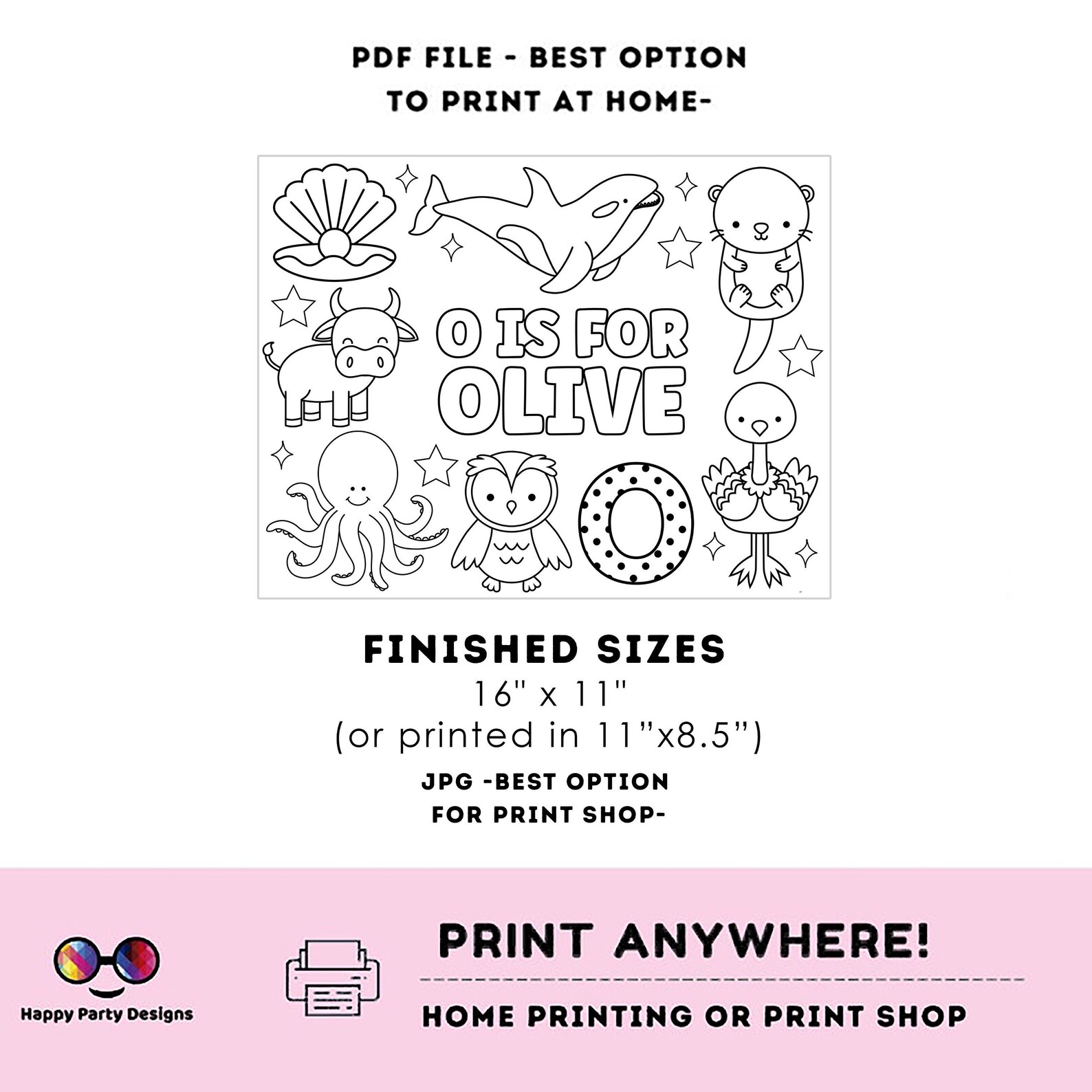 Editable Name Coloring Page | O is for | Personalized Name Alphabet ...
