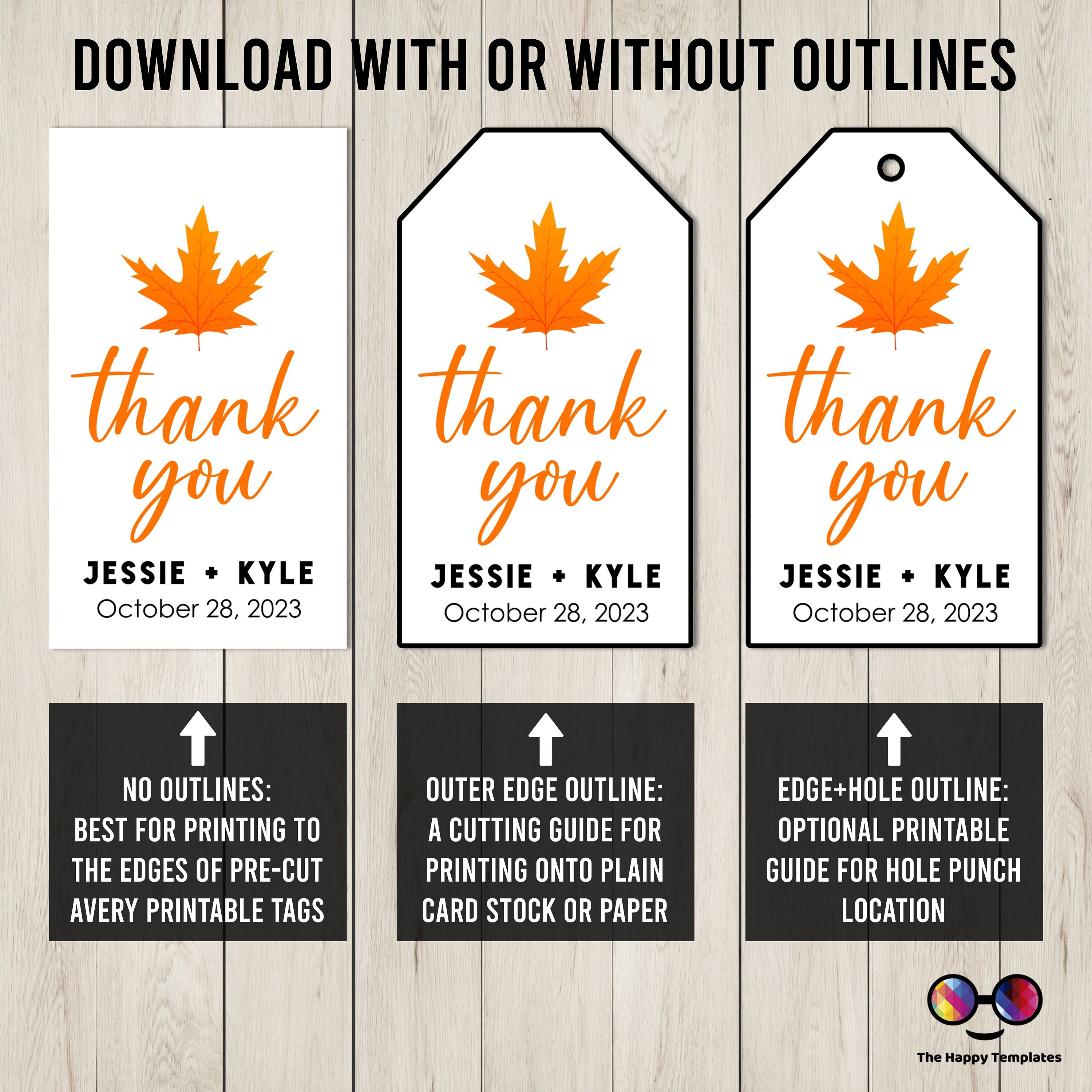 Editable Fall Leaves Favor Tags Classic Look Thank You Tags - Etsy