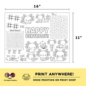 Axolotl Coloring Activity Page Instant Download | Axolotl Activity Page ...