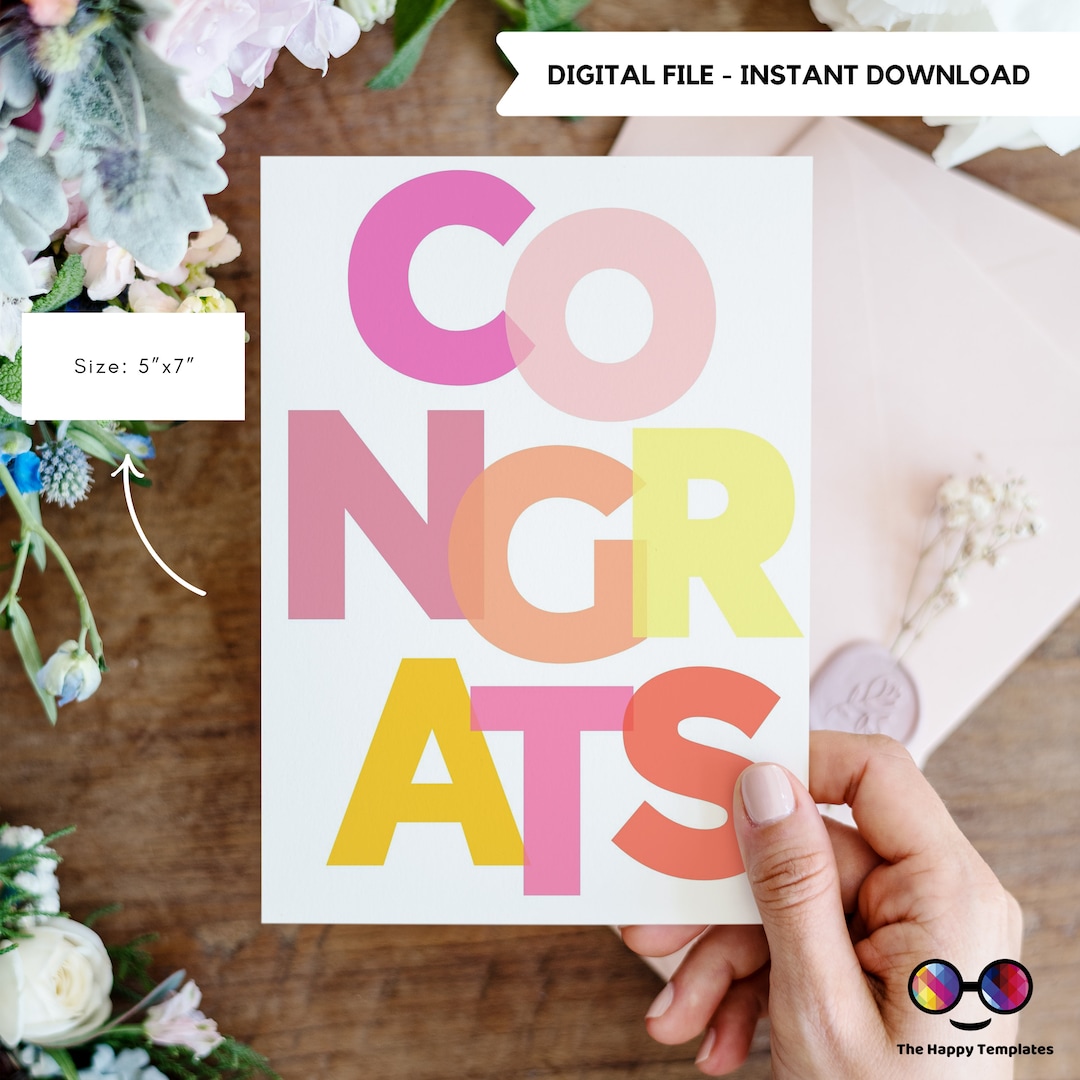 Printable Happy Birthday Card | Congrats Greeting Card | Congrat ...