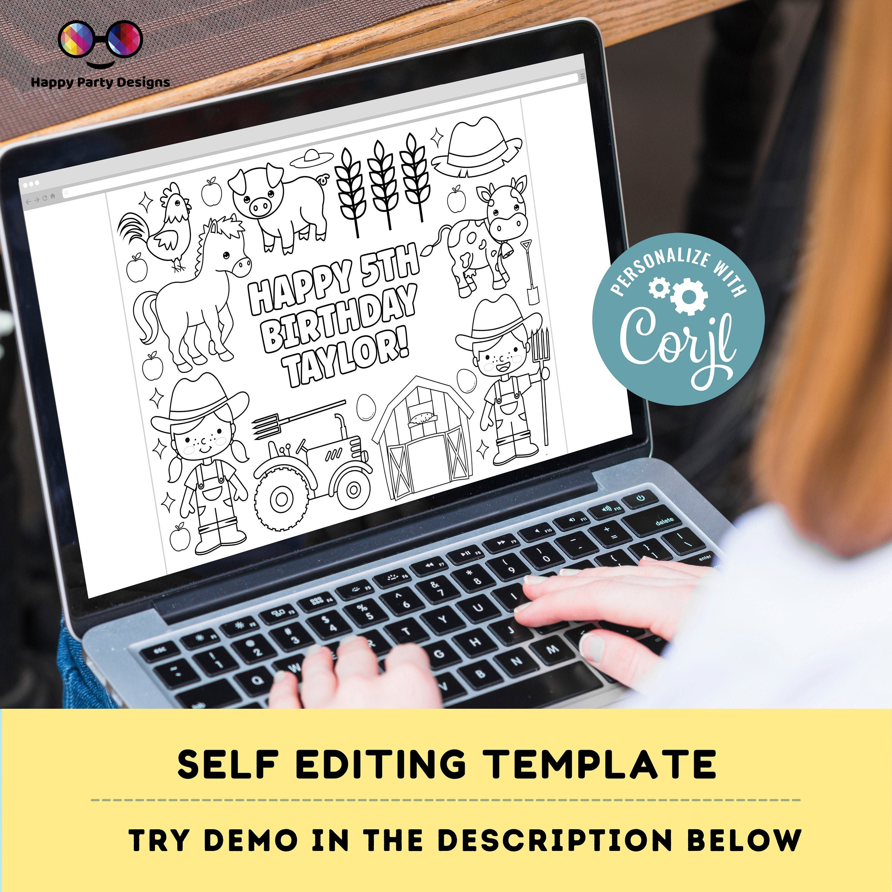 Editable Farm Kids Coloring Page Farm Birthday Placemat - Etsy Canada