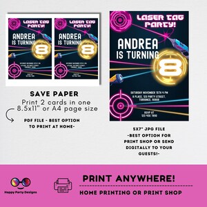 Kids Editable Laser Tag Birthday Invitation Printable Birthday Laser ...