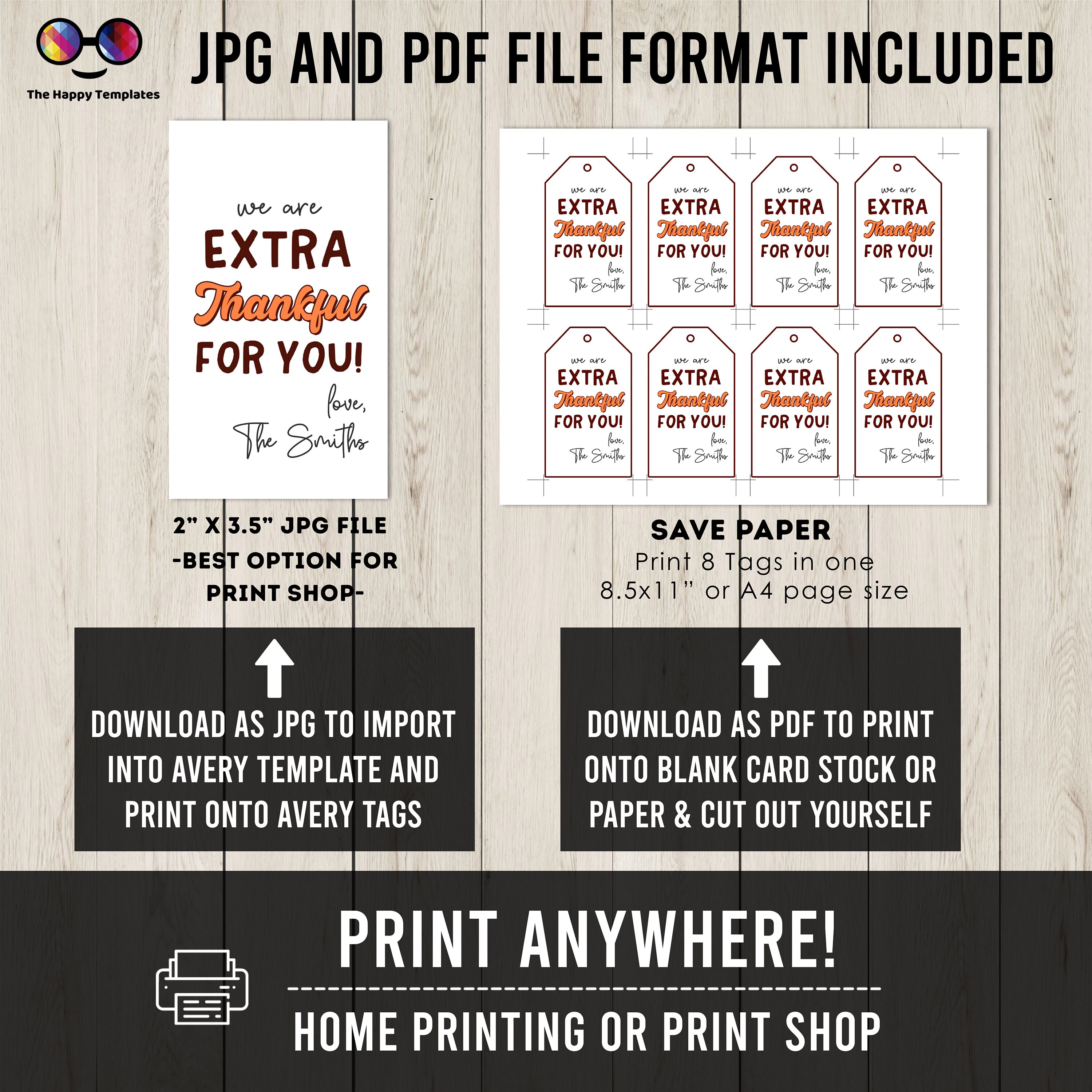 Editable We Are Extra Thankful for You Favor Tags Happy - Etsy