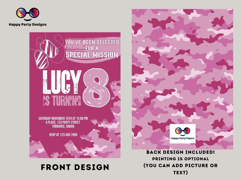 Kids Editable Army Birthday Invitation | Printable Birthday Army Party ...