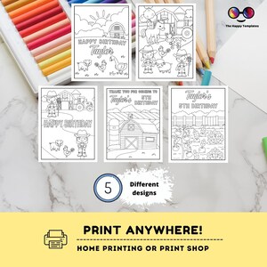 Editable Farm Kids Coloring Page | 5 Designs | Farm Birthday Placemat ...