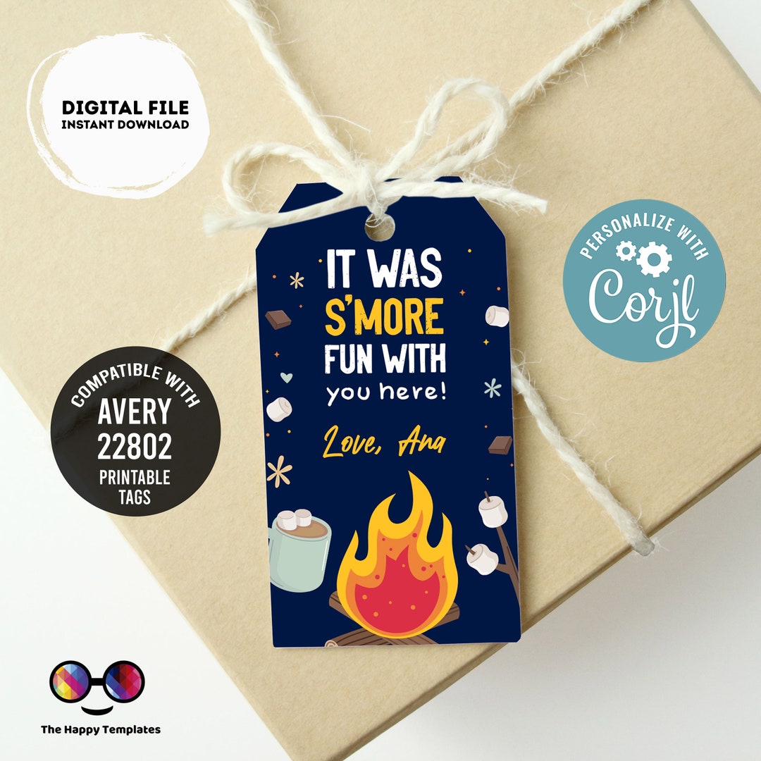 Editable It Was S'more Fun With You Favor Tags | S'mores Thank You Tags ...