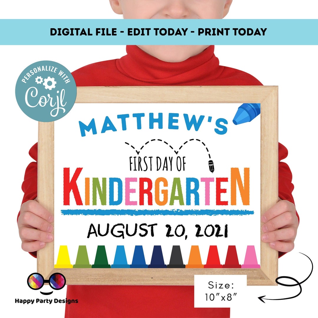 Editable First Day of Kindergarten Sign | First Day of Sign | 1st Day ...