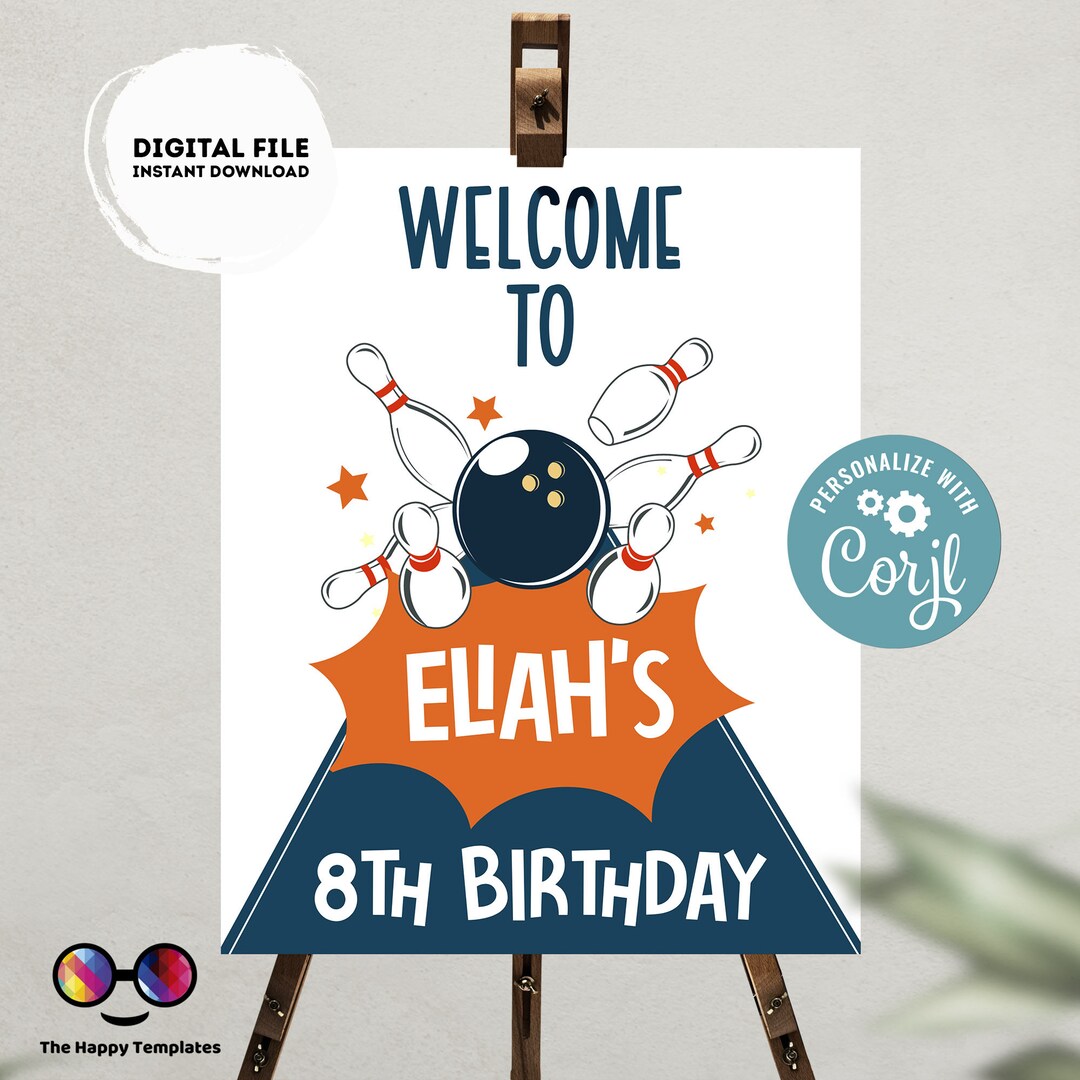 Editable Welcome Sign | Bowling Welcome Sign | Boy Birthday Decorations ...