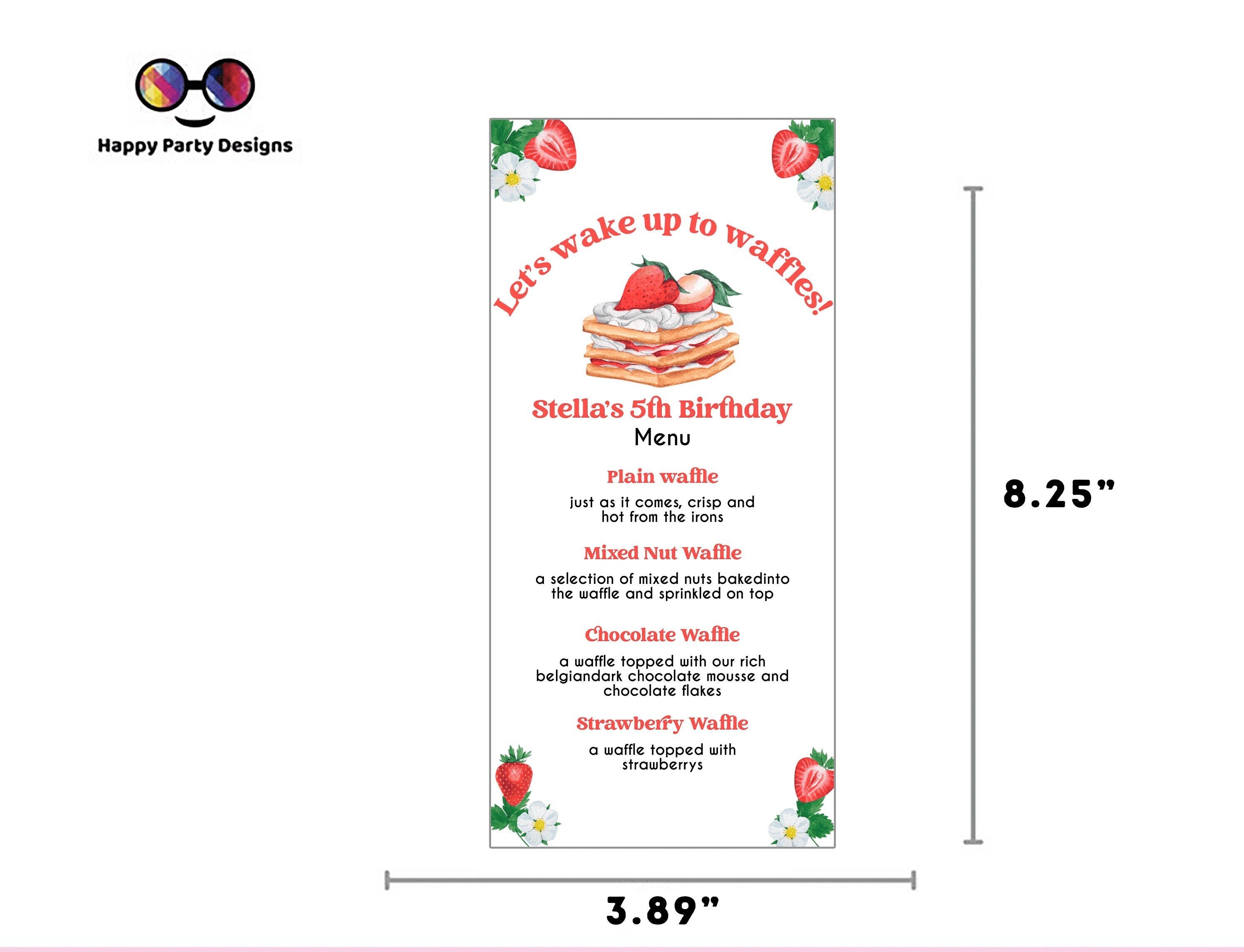 Waffle Bar Menu | Waffle Menu Template | Girl | Waffle Themed Party ...