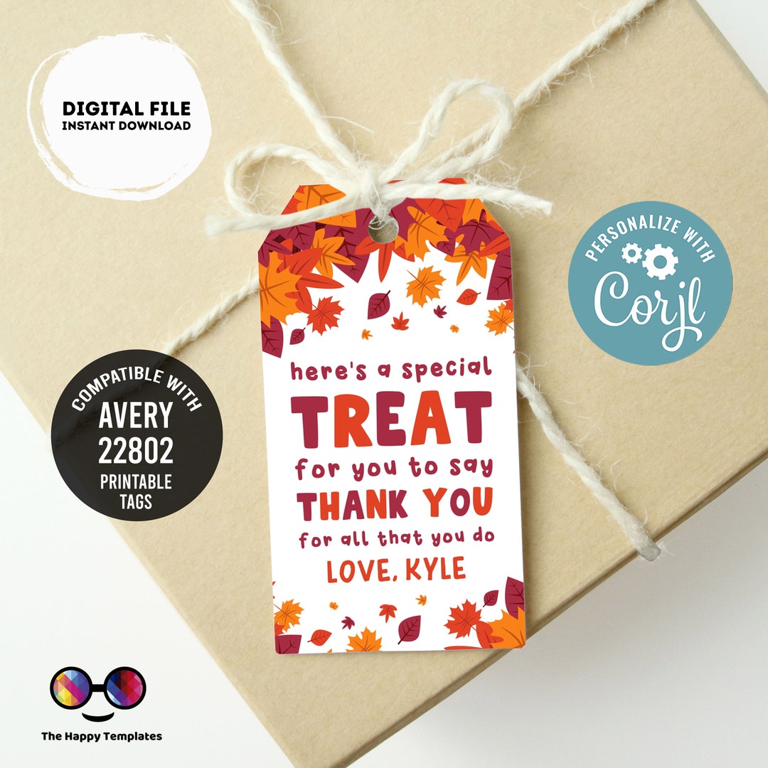 Appreciation Editable Favor Tags | Treat Thank You Tags | Sweet ...