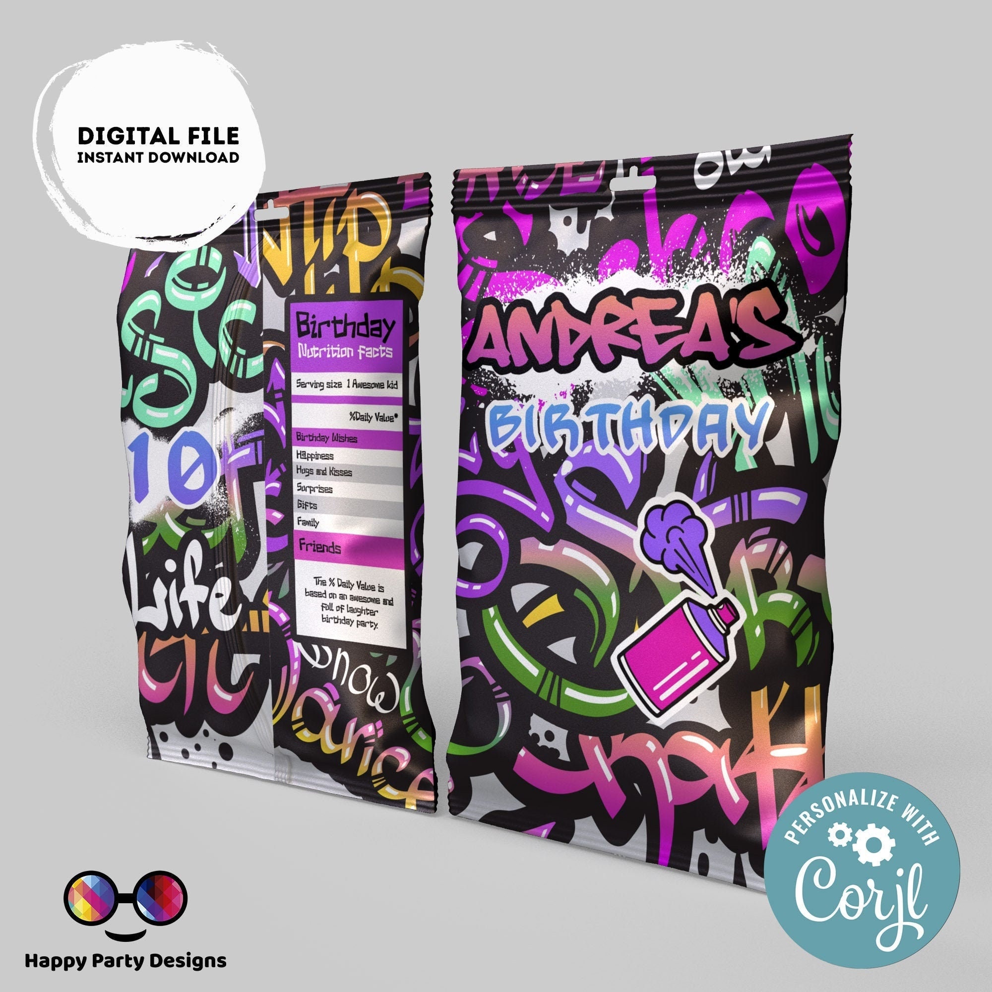 Editable Graffiti Chip Bag Digital Graffiti Printable Chip - Etsy