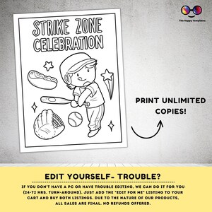 Editable Baseball Coloring Pages 5 | Baseball Birthday Activity | Any ...