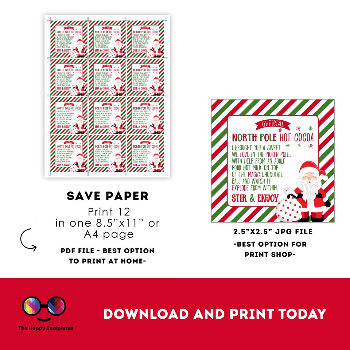Editable Santa Claus Hot Cocoa Bomb | Christmas Hot Chocolate Bomb Tag ...