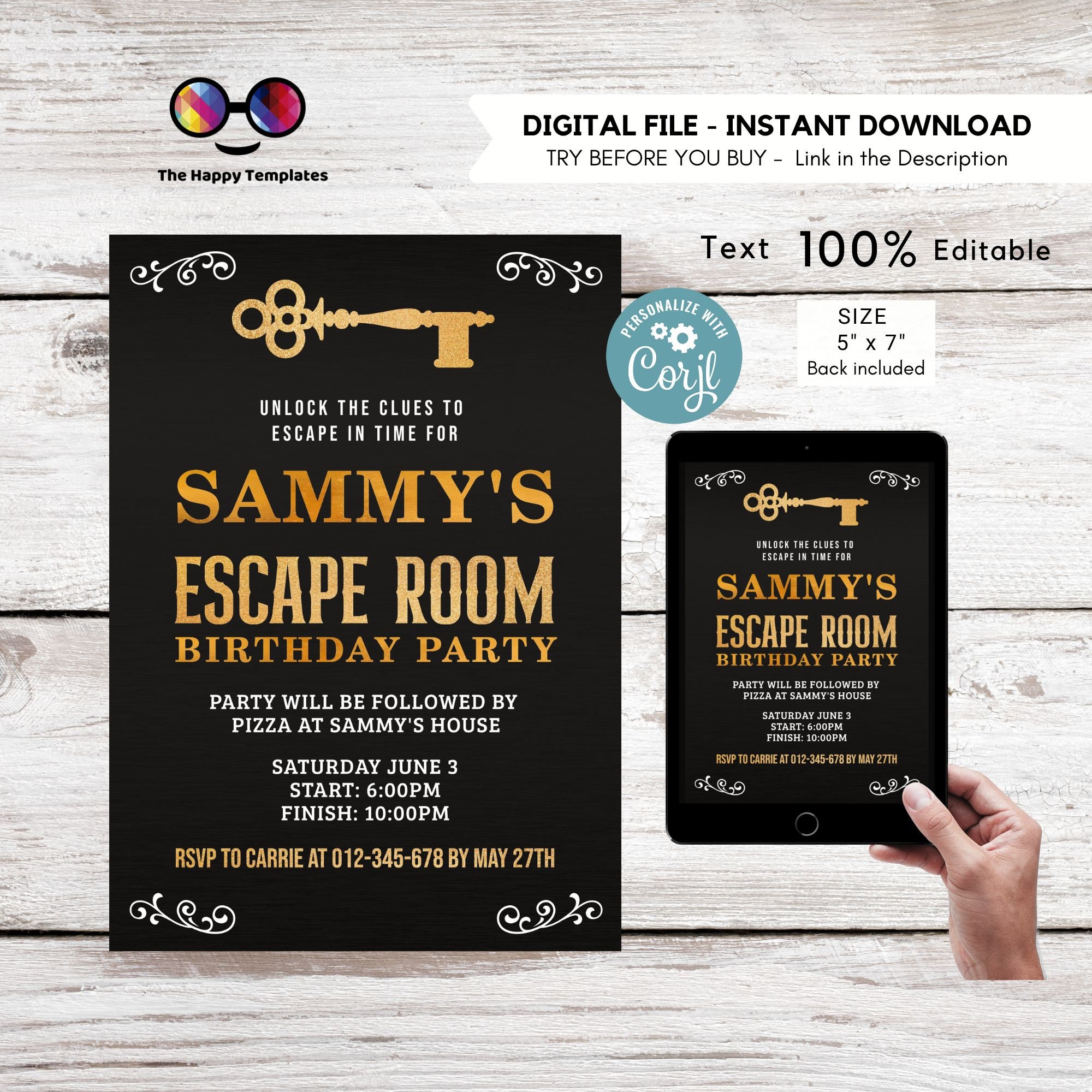 Editable Escape Room Birthday Template | Printable Birthday Escape Room ...