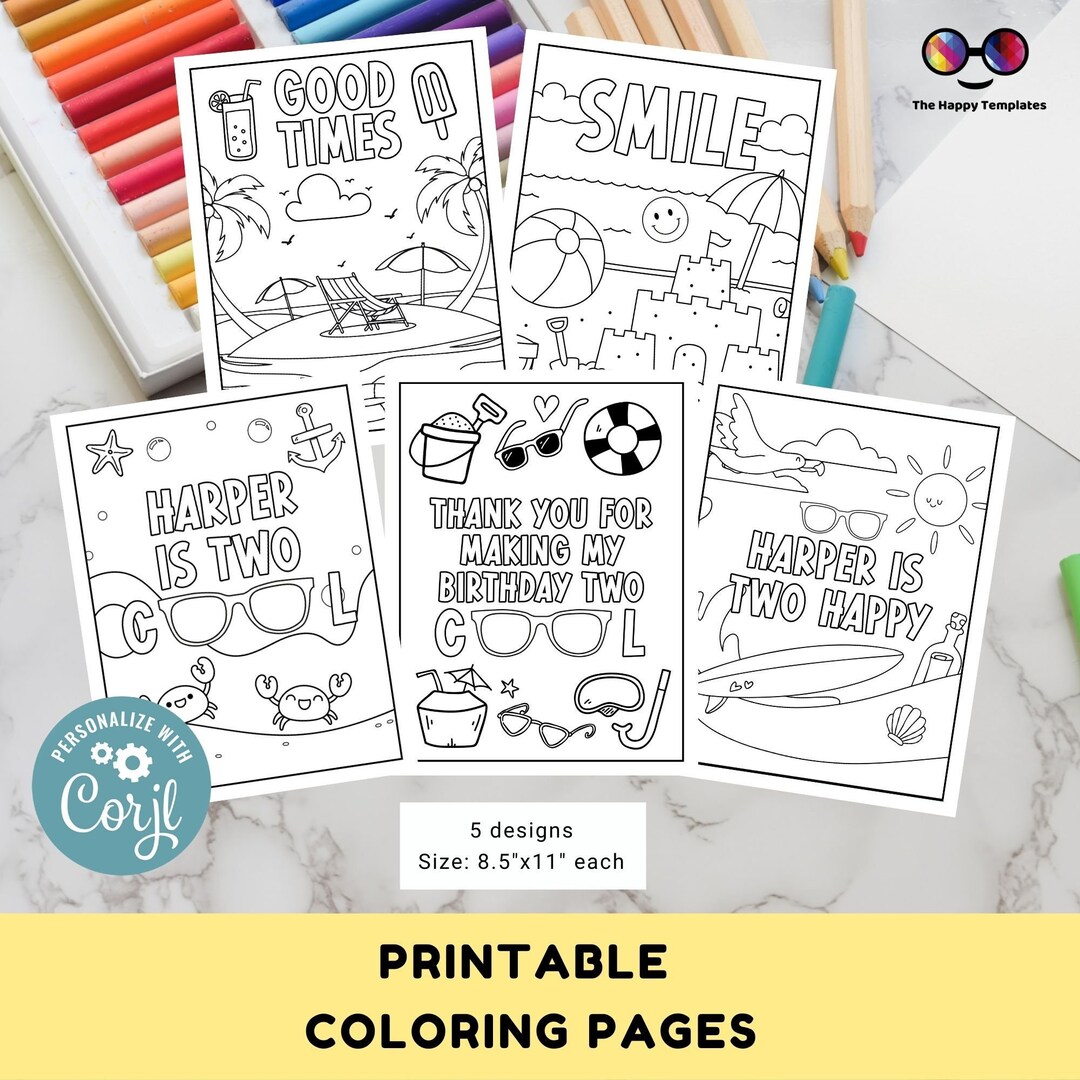 Editable Summer Two Cool Dude Coloring Pages 5 | One Happy Dude ...