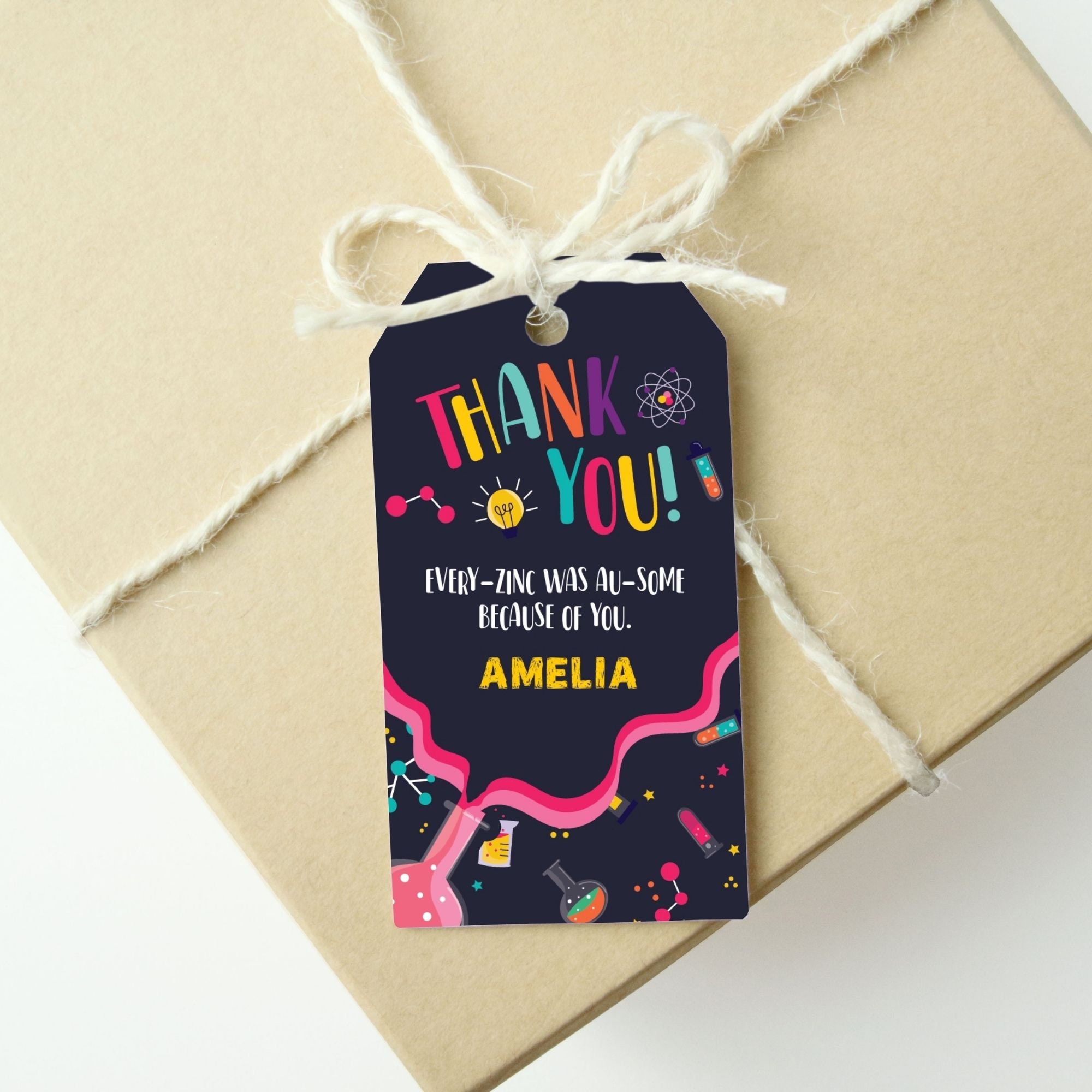 Editable Science Birthday Thank You Gift Tags Mad Scientist - Etsy