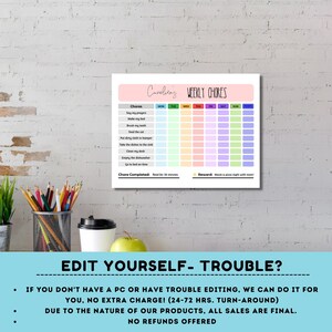 Weekly Daily Chore Chart for Kids | Responsibility Chart Homeschool ...