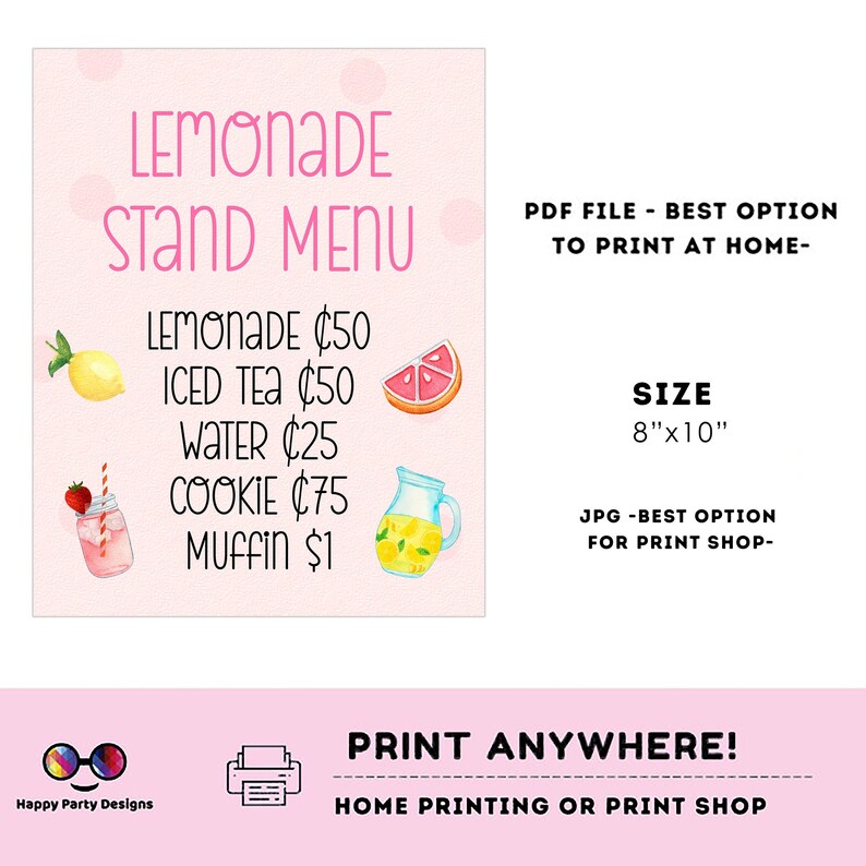 Editable Lemonade Signs 3 Lemonade Birthday Lemonade - Etsy