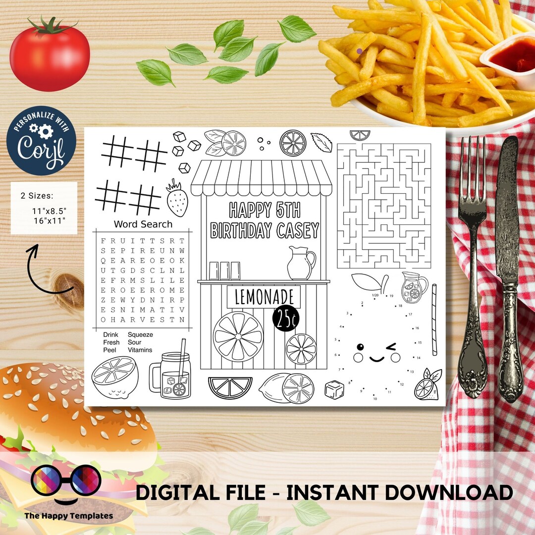 Editable Lemonade Stand Coloring Page | Lemonade Birthday Activity Page ...