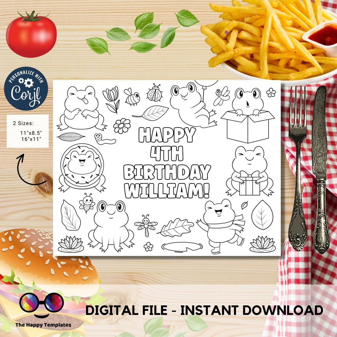Editable Frogs Party Coloring Page | Party Activity Games | Activity ...