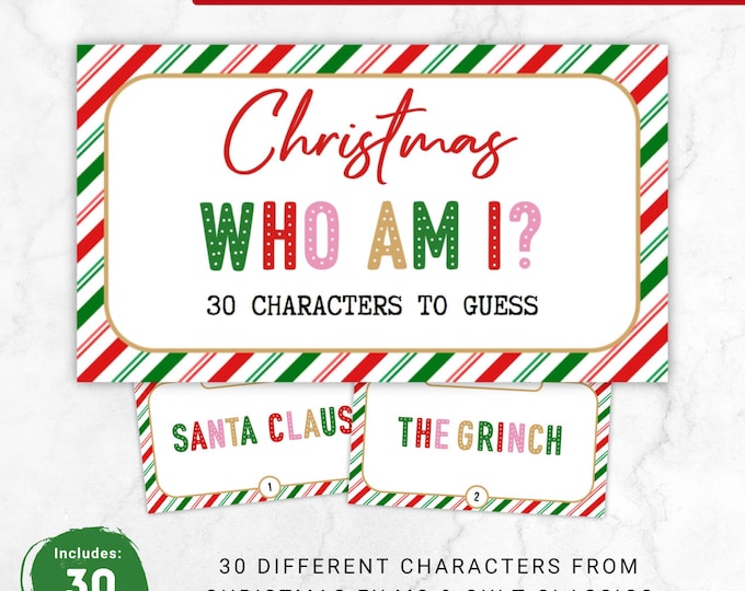 Who Am I? - Printable Game - Hedbanz - Headbands - Christmas Family ...