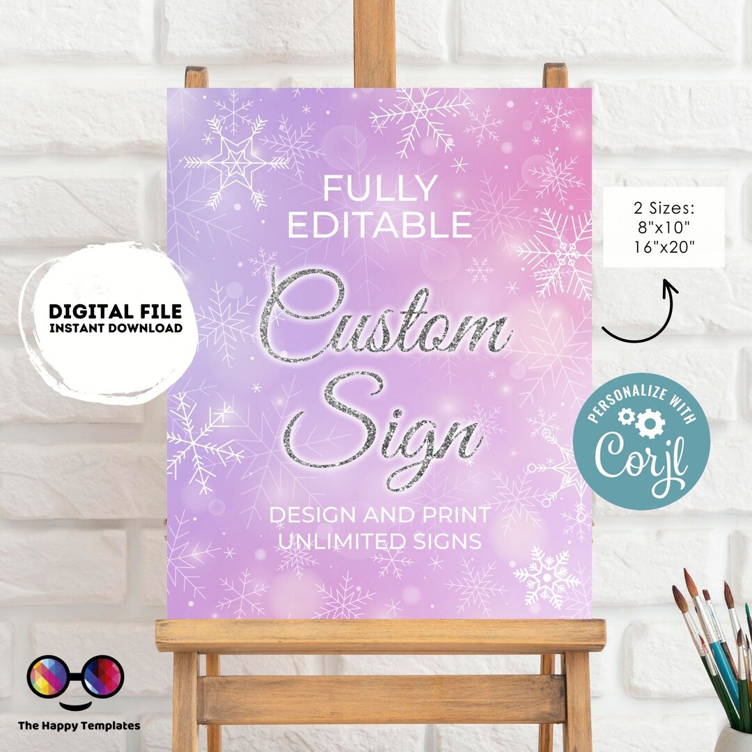 Editable Winter Welcome Sign | Digital Snowflakes Printable Pink ...