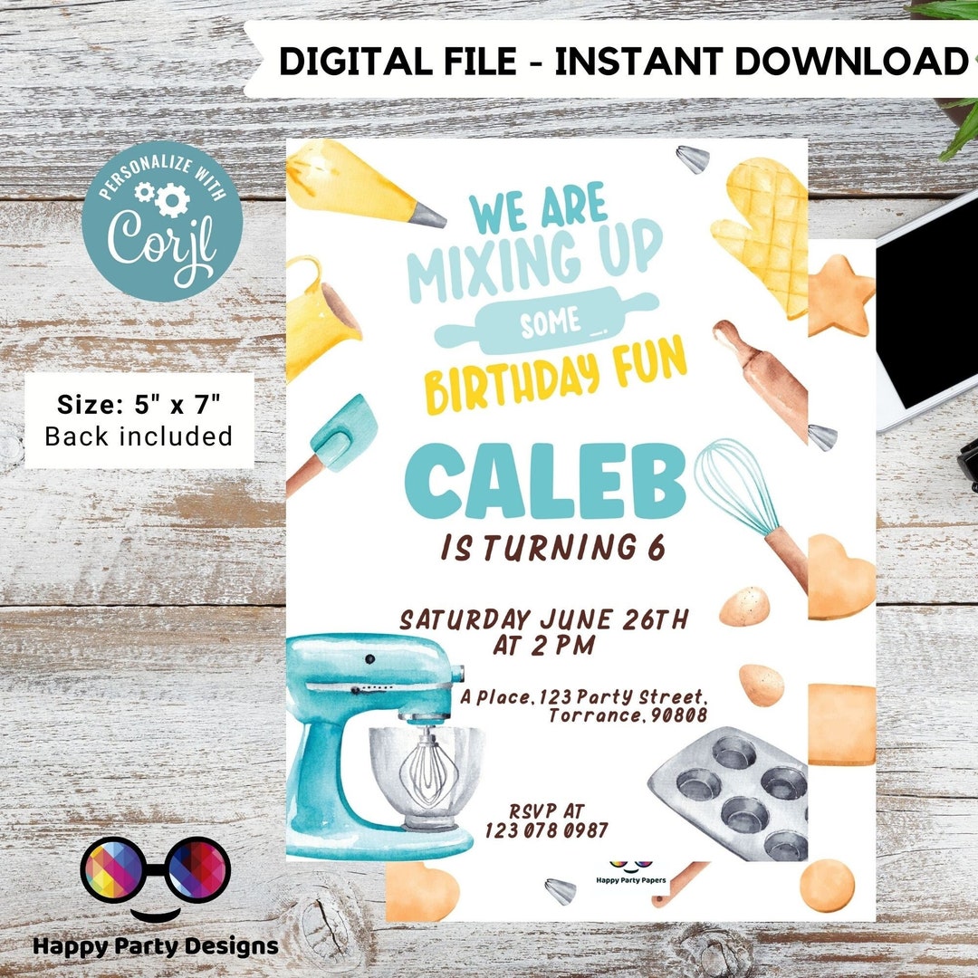 Editable Baking Invitation | Baking Birthday Invitation Printable ...