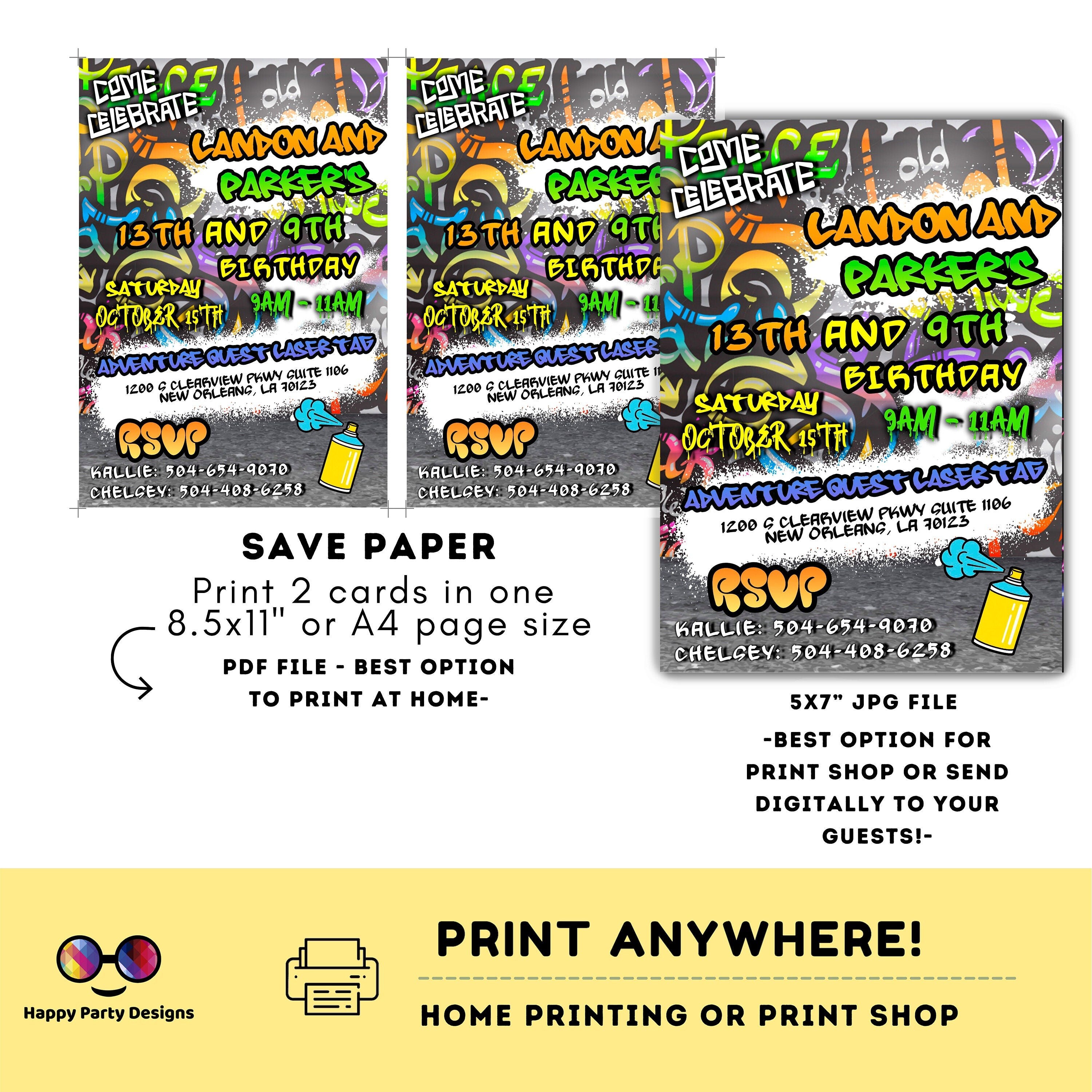 Editable Graffiti Invitation Digital Graffiti Printable - Etsy Australia