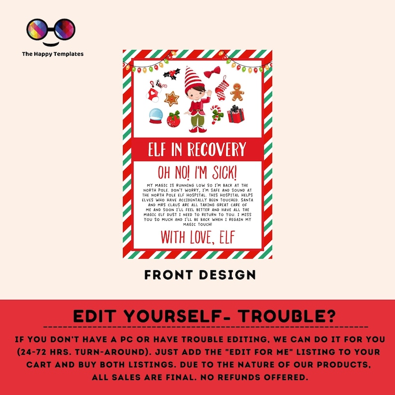 EDITABLE Elf Recovery Letter | Elf Touched | Elf Lost Magic | Elf I'm ...