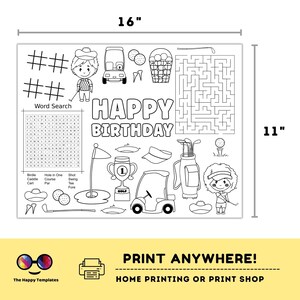 Mini Golf Coloring Activity Page | Instant Download | Hole-in-one ...
