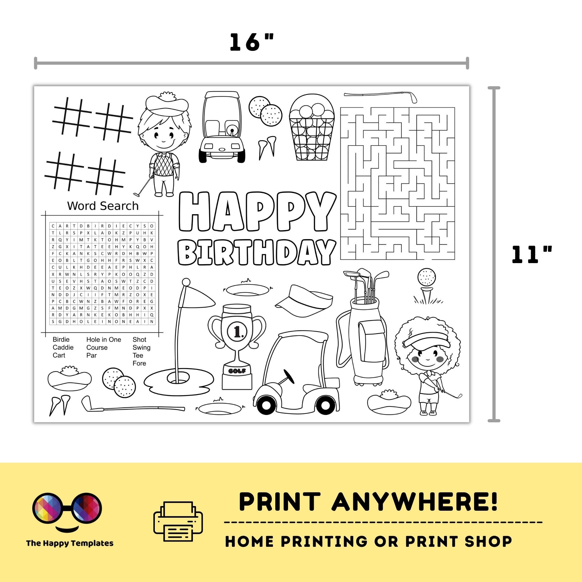 Mini Golf Coloring Activity Page | Instant Download | Hole-in-one ...