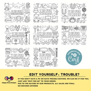 Editable Name Coloring Page | Alphabet Bundle | Personalized Name ...