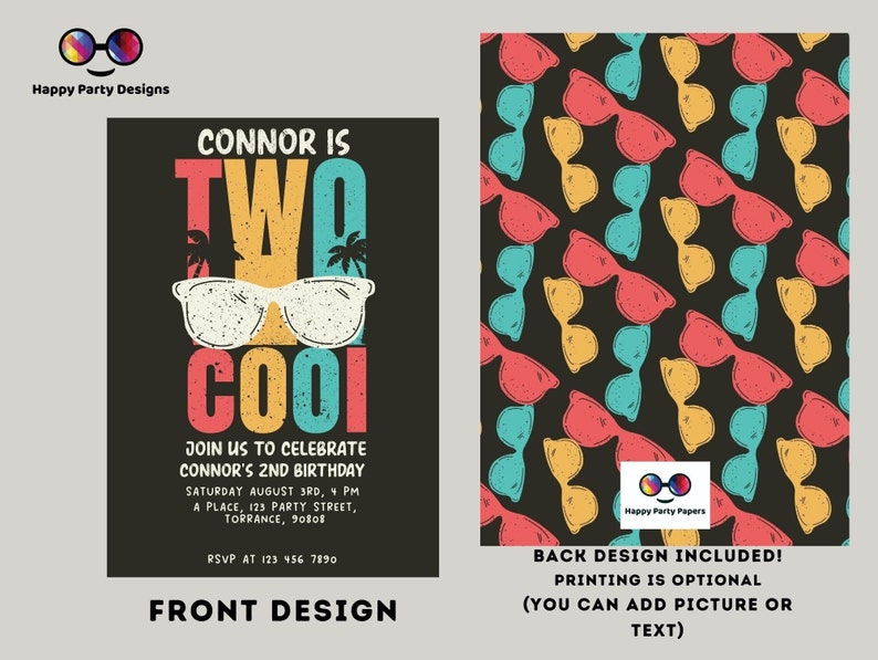 Editable Two Cool Birthday Invitation Boy Second Birthday - Etsy