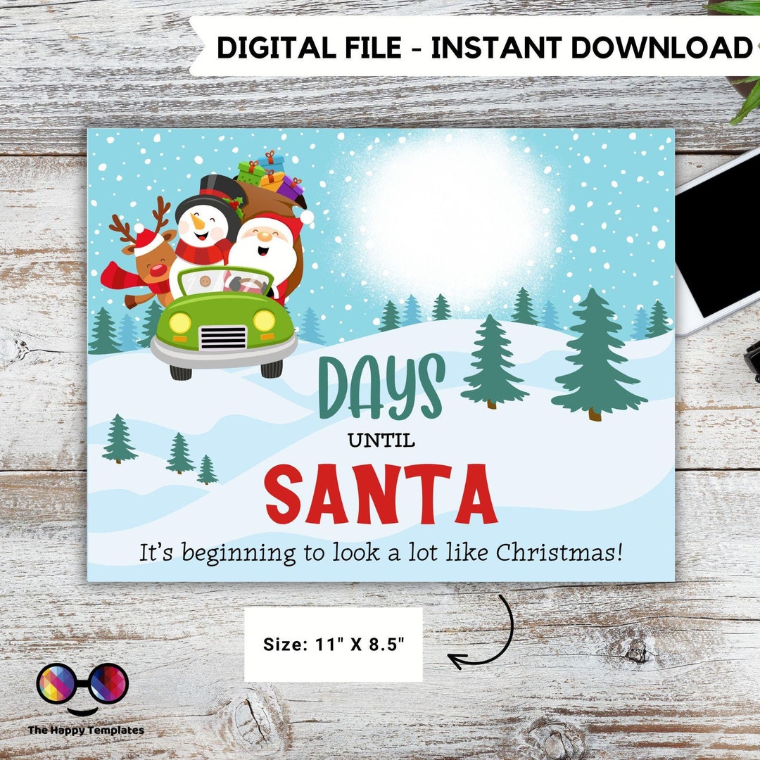 Printable Days Until Santa Countdown | Countdown With Santa Claus ...