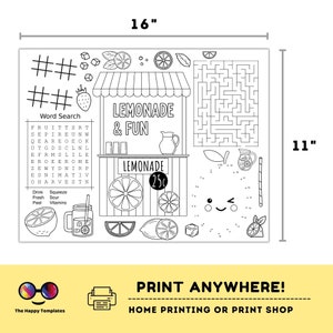 Printable Lemonade Stand Coloring Page | Lemonade Birthday Activity ...