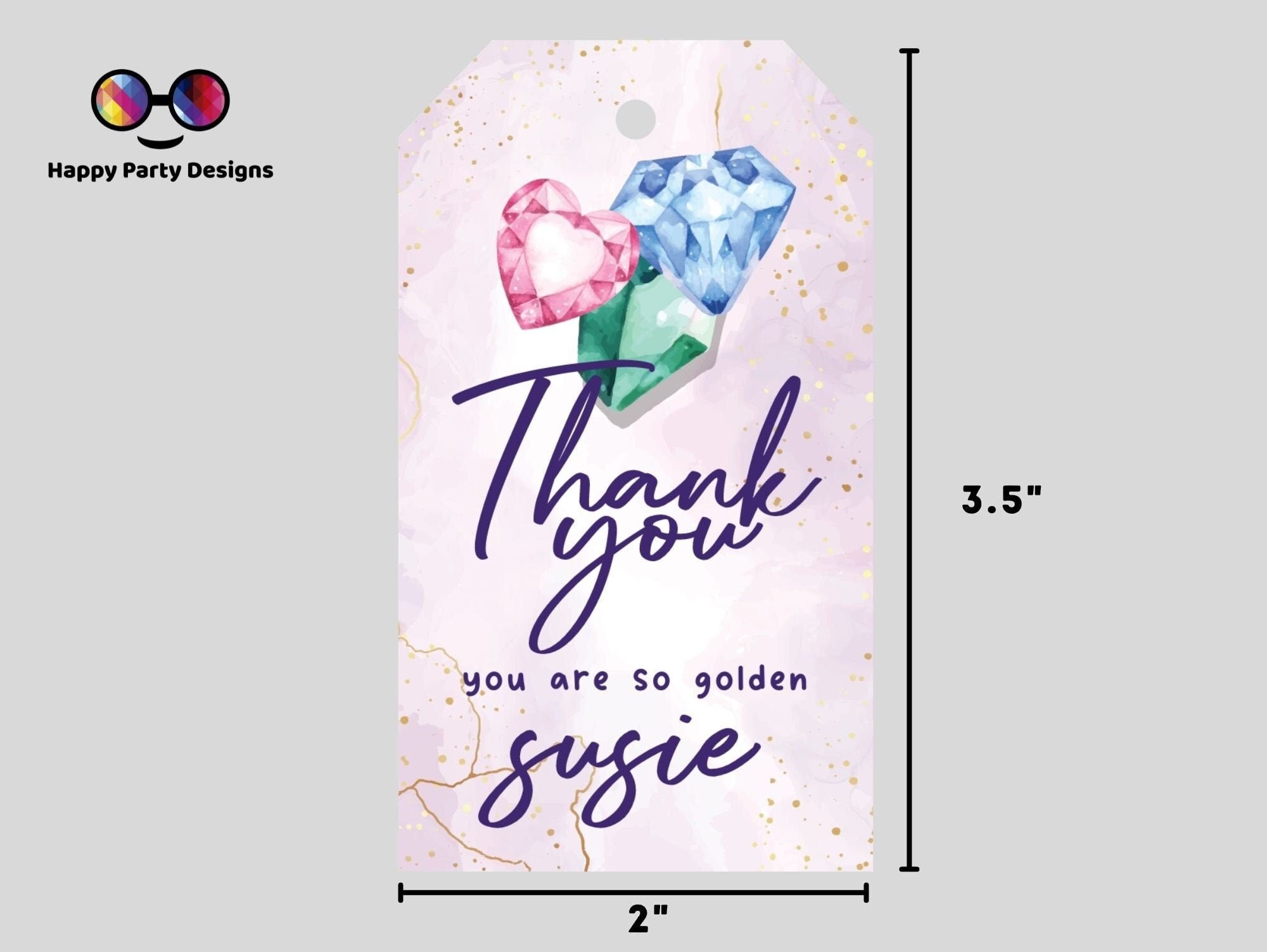 EDITABLE Let's Rock Gem Thank You Tags Printable Girl - Etsy