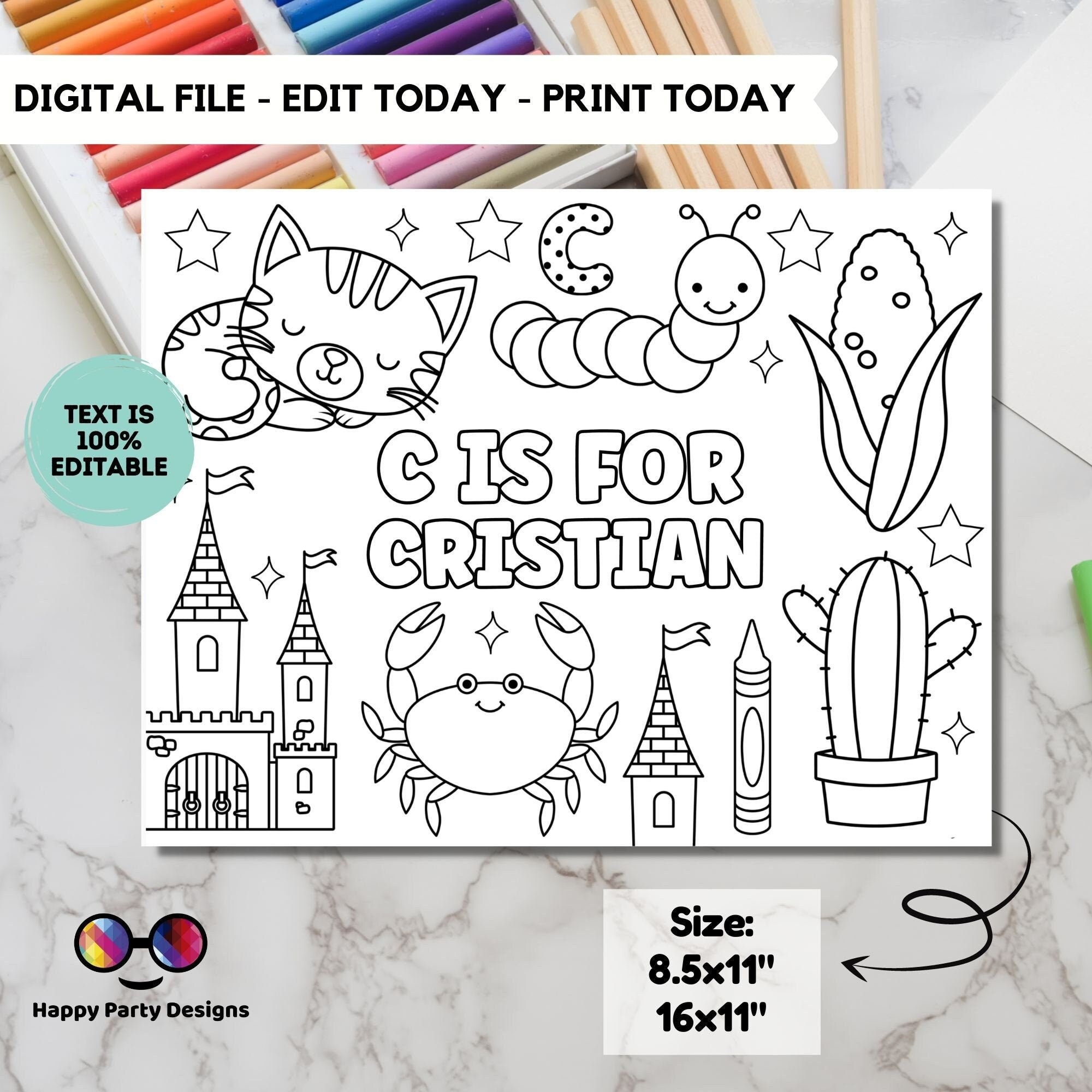 Editable Name Coloring Page | C is for | Personalized Name Alphabet ...