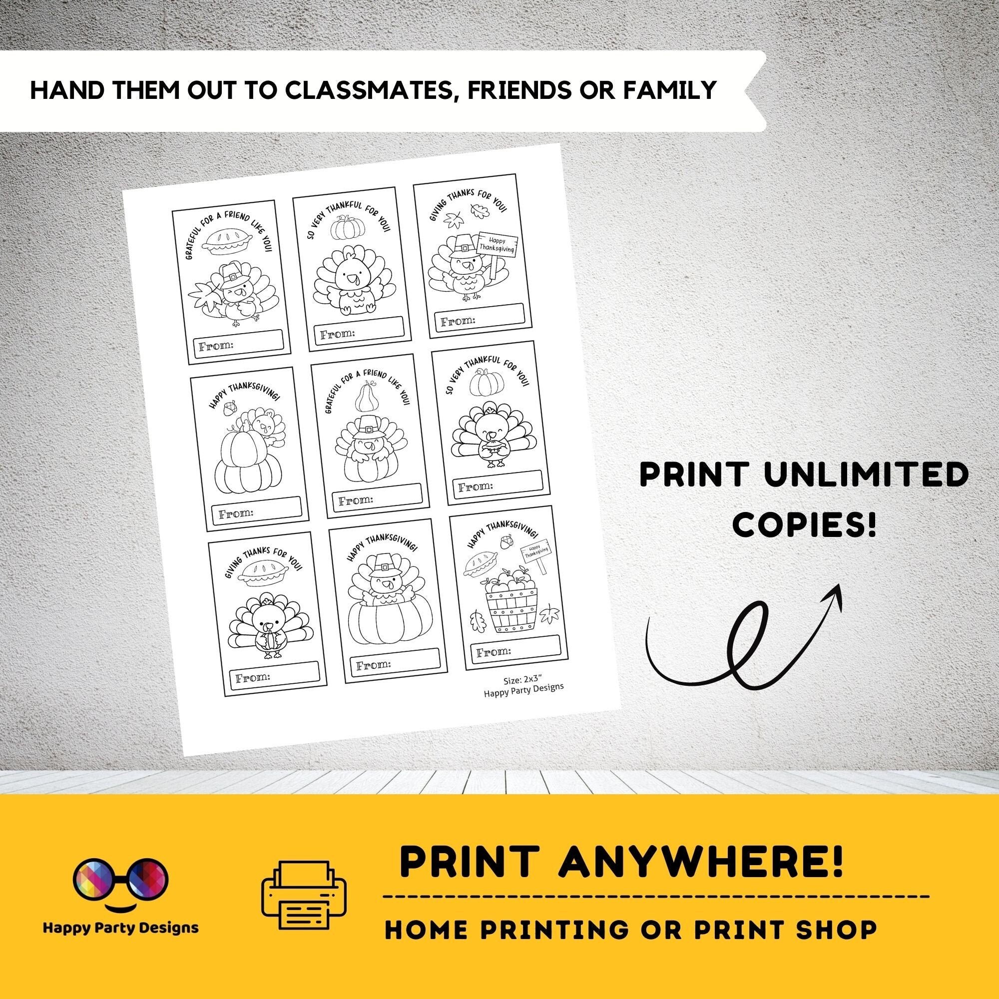 Thanksgiving Printable Coloring Cards INSTANT DOWNLOAD Set of 9 | for ...