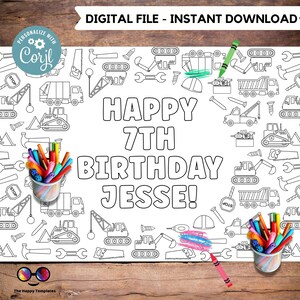 Under Construction XL Coloring Table Runner | Editable Construction ...