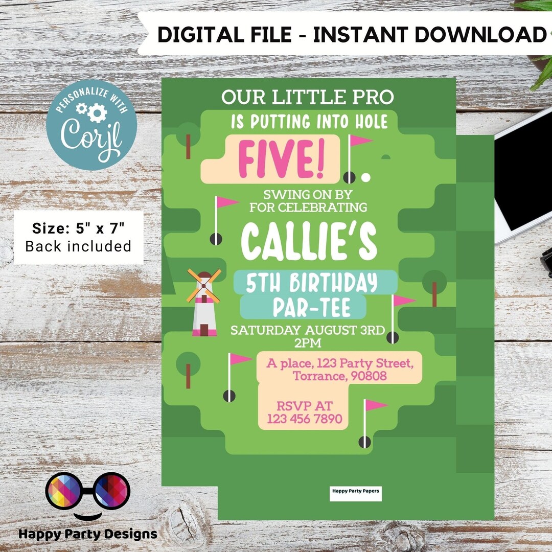 Editable Mini Golf Party Invite | Girl Golf Invitation | Printable Golf ...