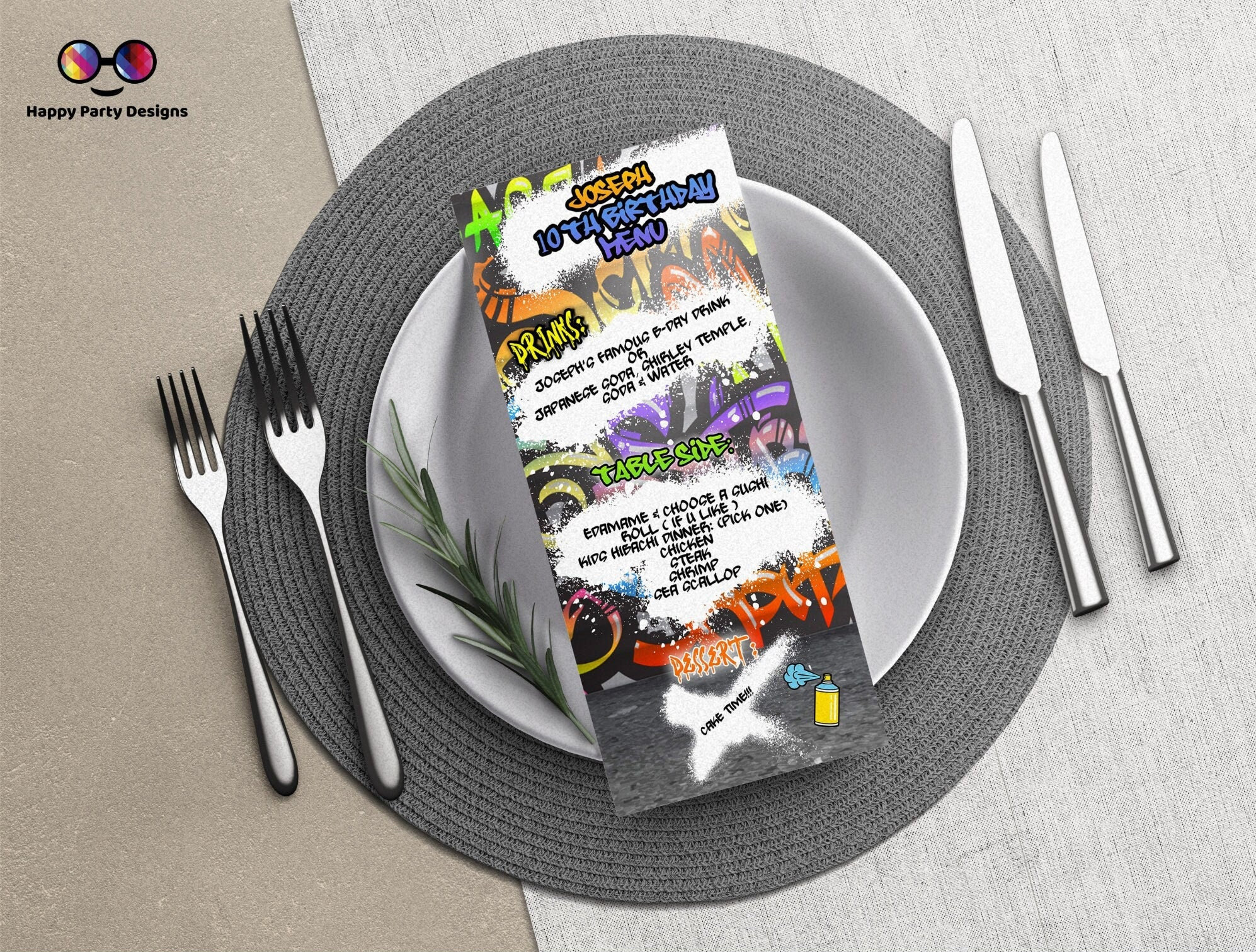 Editable Graffiti Menu | Digital Graffiti Printable Menu | Birthday Boy ...