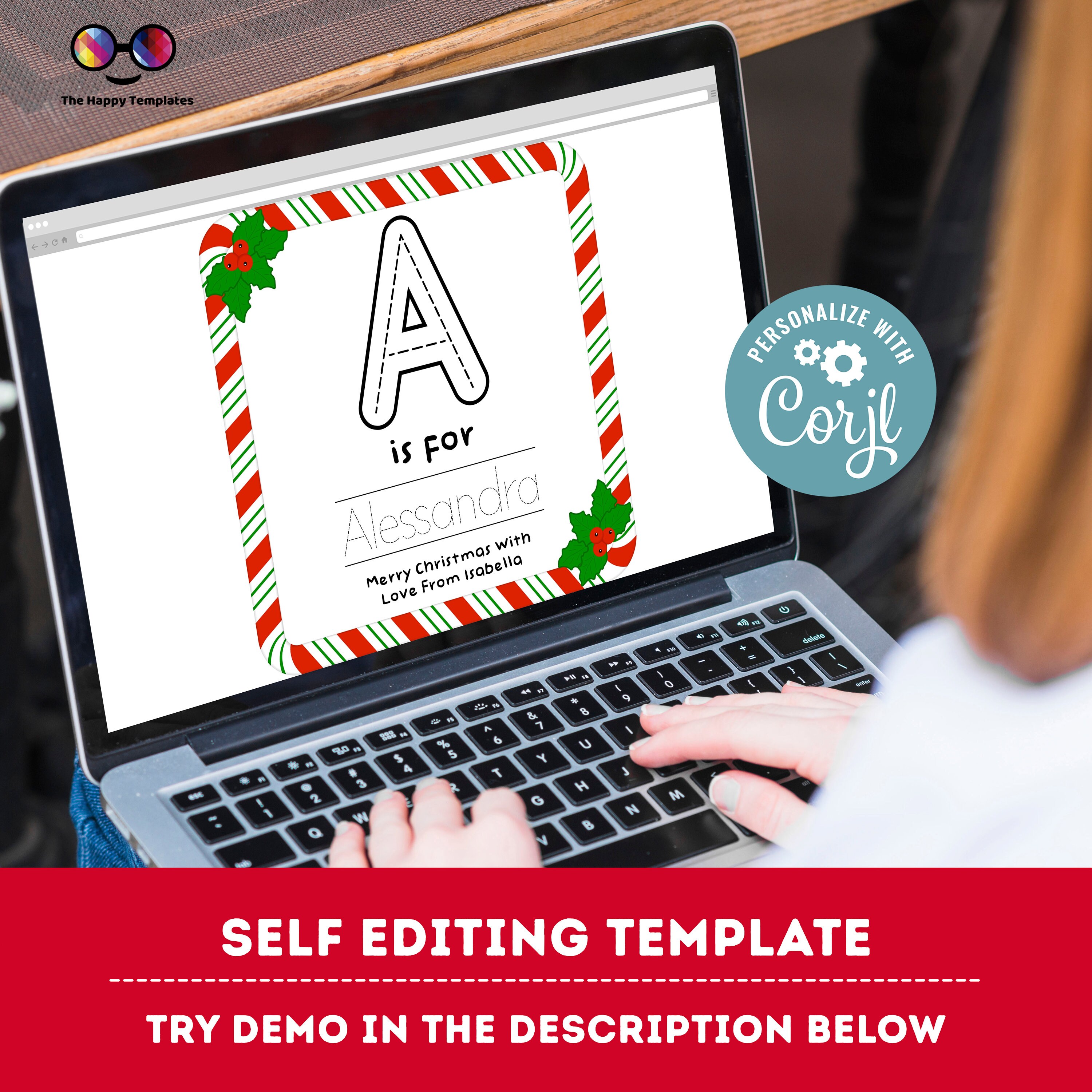 Editable Traceable Alphabet Holiday Favor Tag Christmas - Etsy