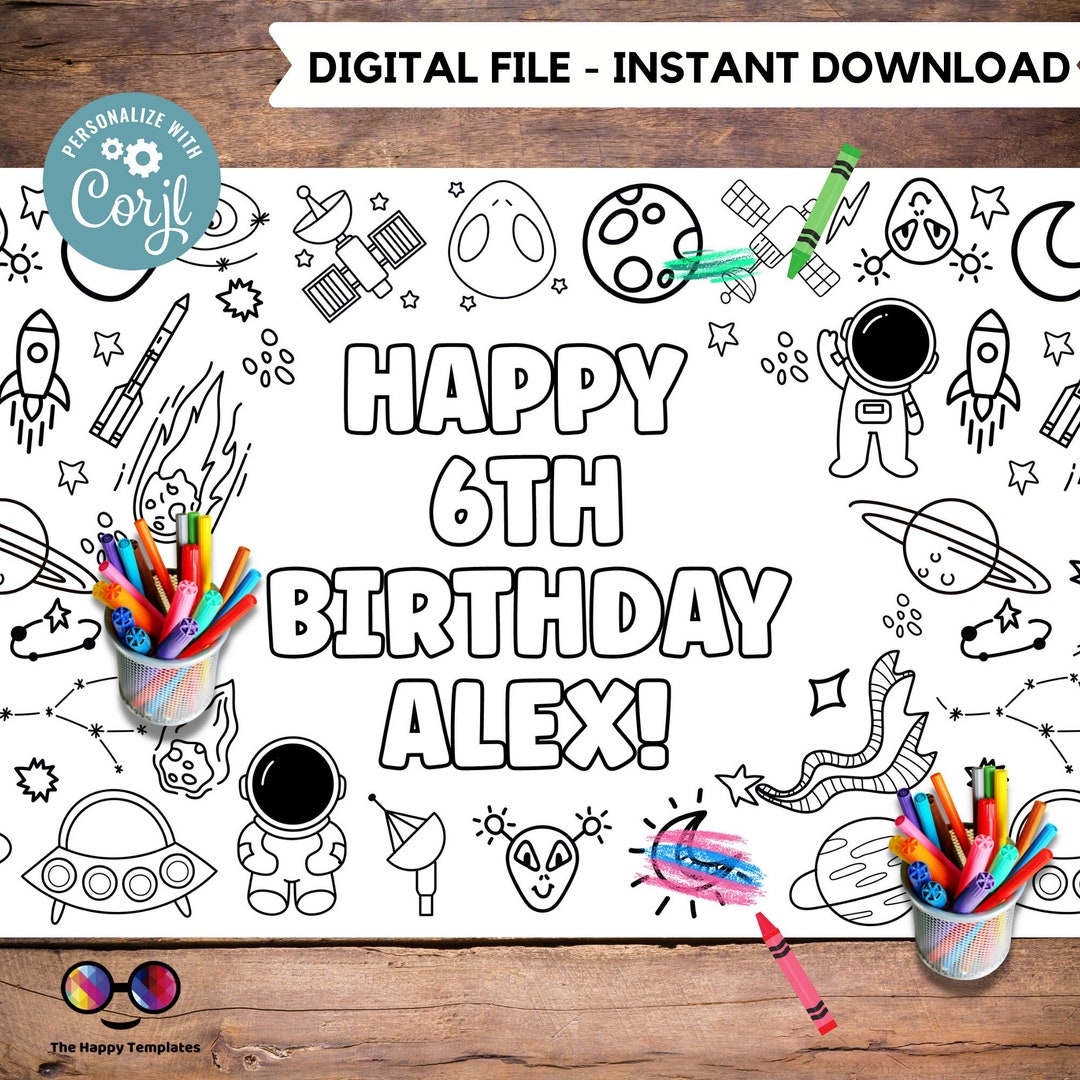 Editable Space XL Coloring Page | XL Coloring Page | Any Age | Planets ...