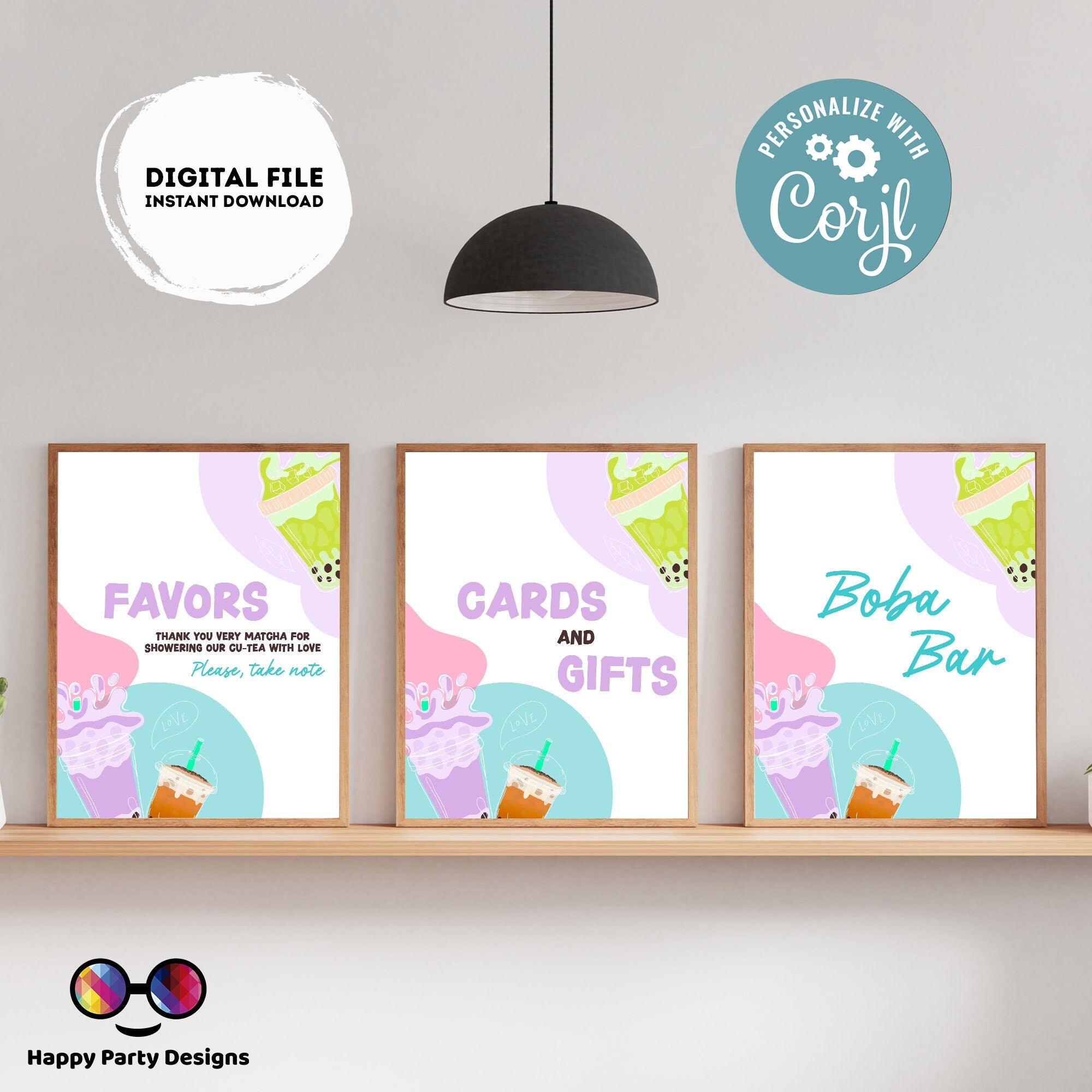 Editable Tea Party Birthday Sign | Tea Invite | Boba Tea Party Sign ...