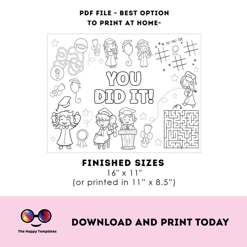 Graduation Coloring Activity Page Instant Download | Graduation ...