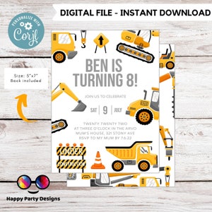 Construction Birthday Invitations | Trucks Party | Boy | Any Age ...