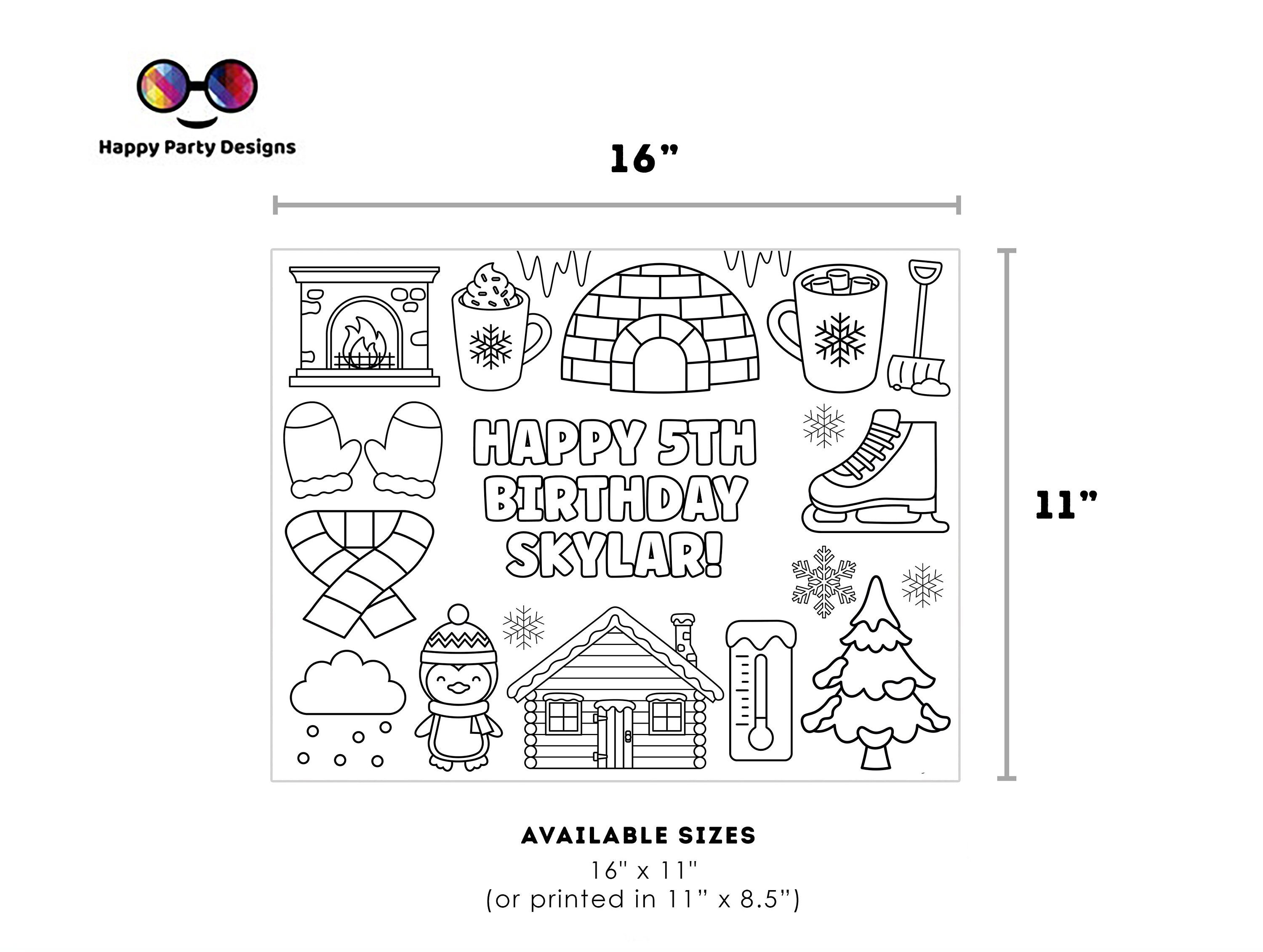 Editable Winter Elements Coloring Page Placemat Coloring - Etsy