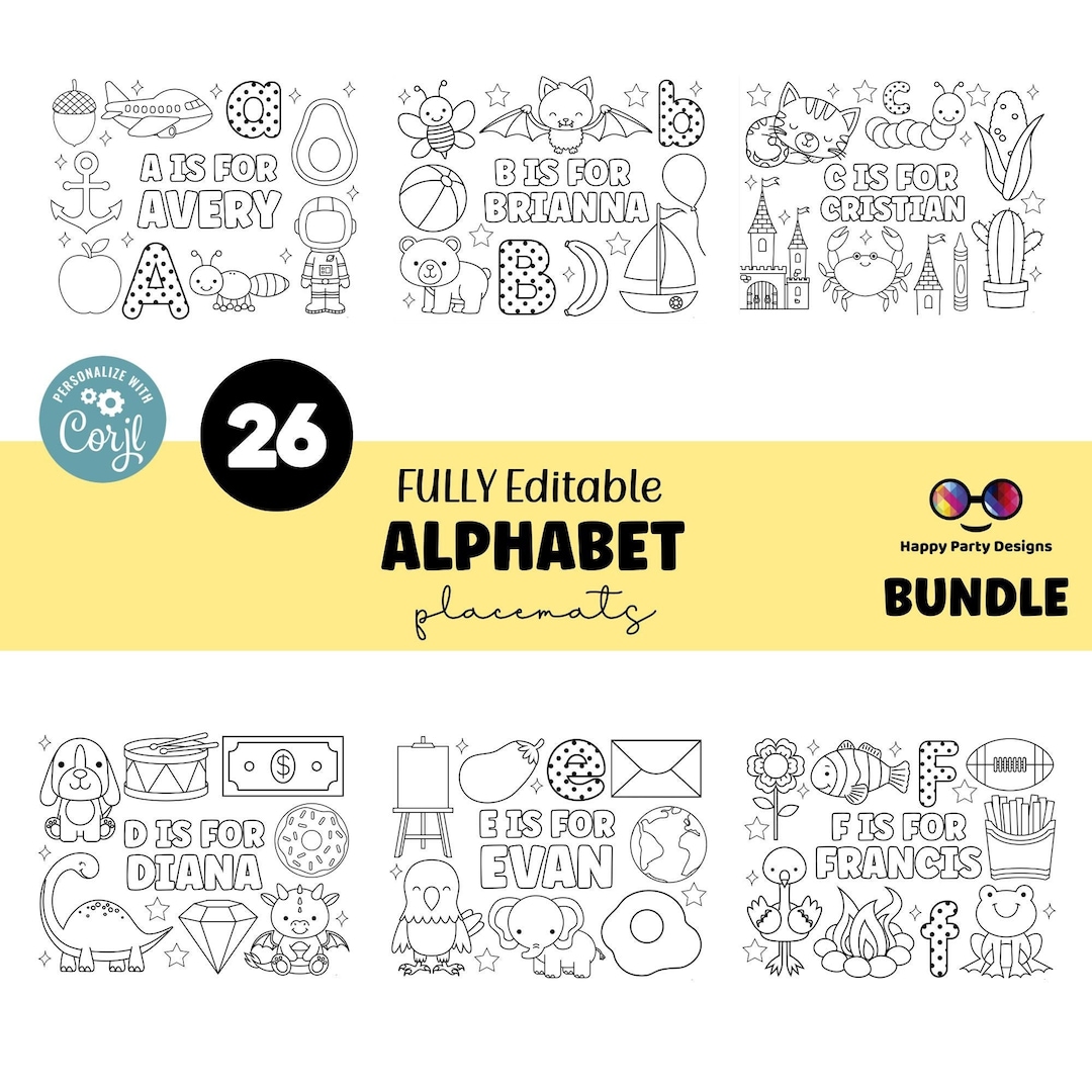 Editable Name Coloring Page | Alphabet Bundle | Personalized Name ...